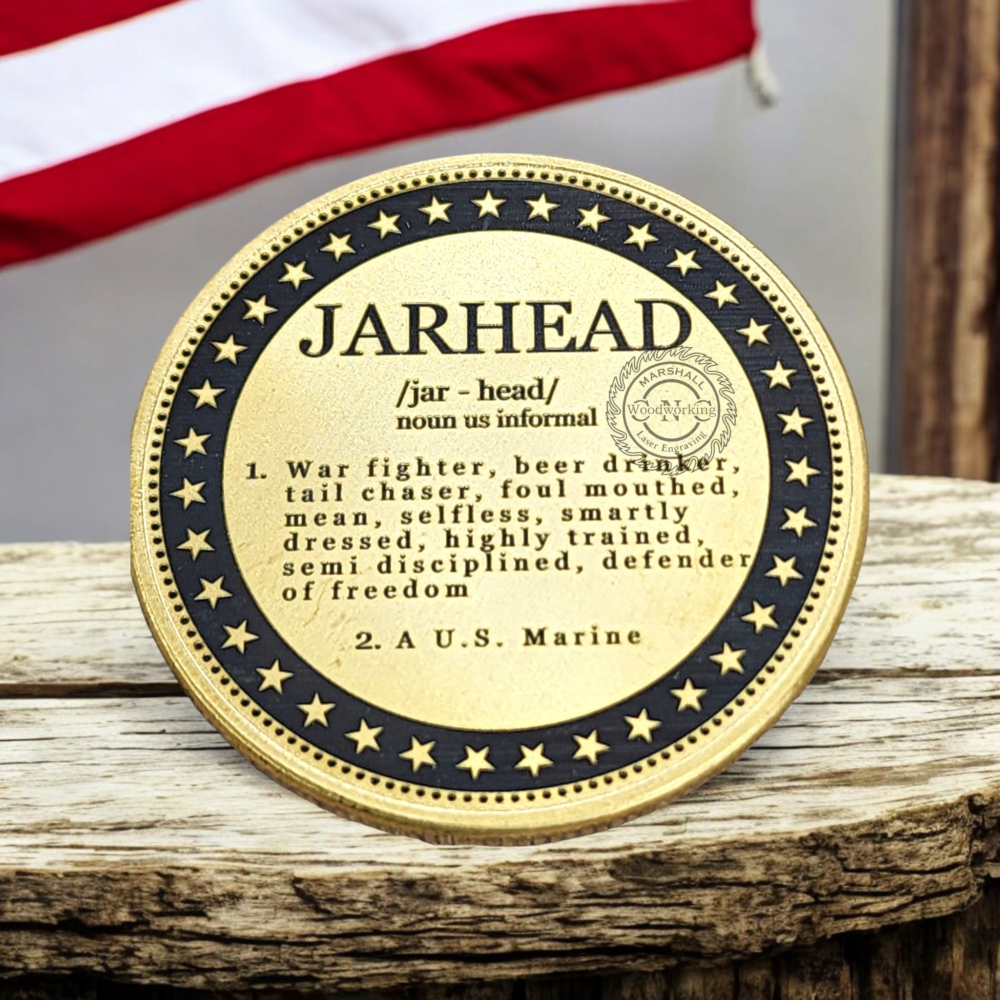 USMC Jarhead Coin | Marshall CNC, Woodworking & Laser Engraving