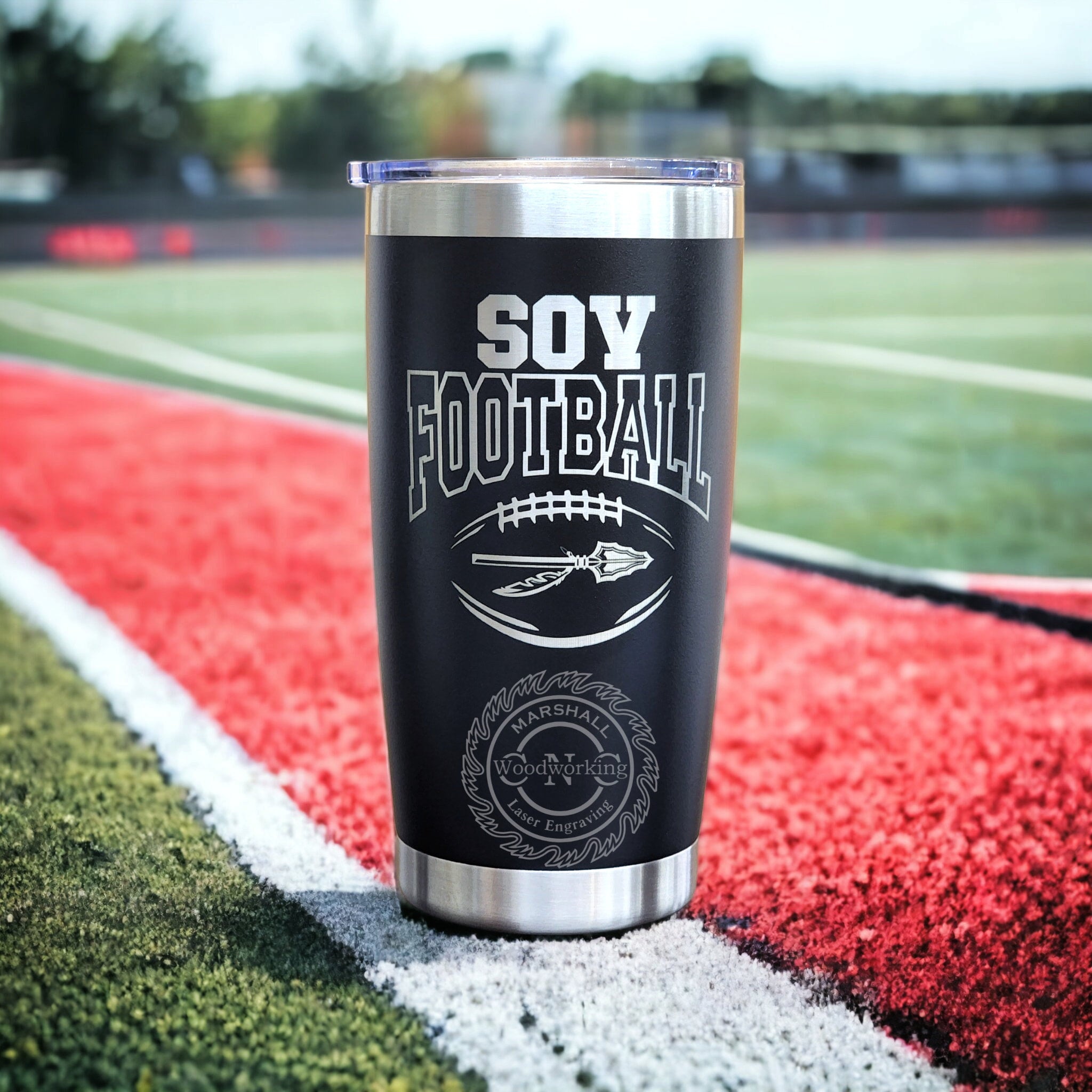 SOV Football Tumbler | Marshall CNC, Woodworking & Laser Engraving